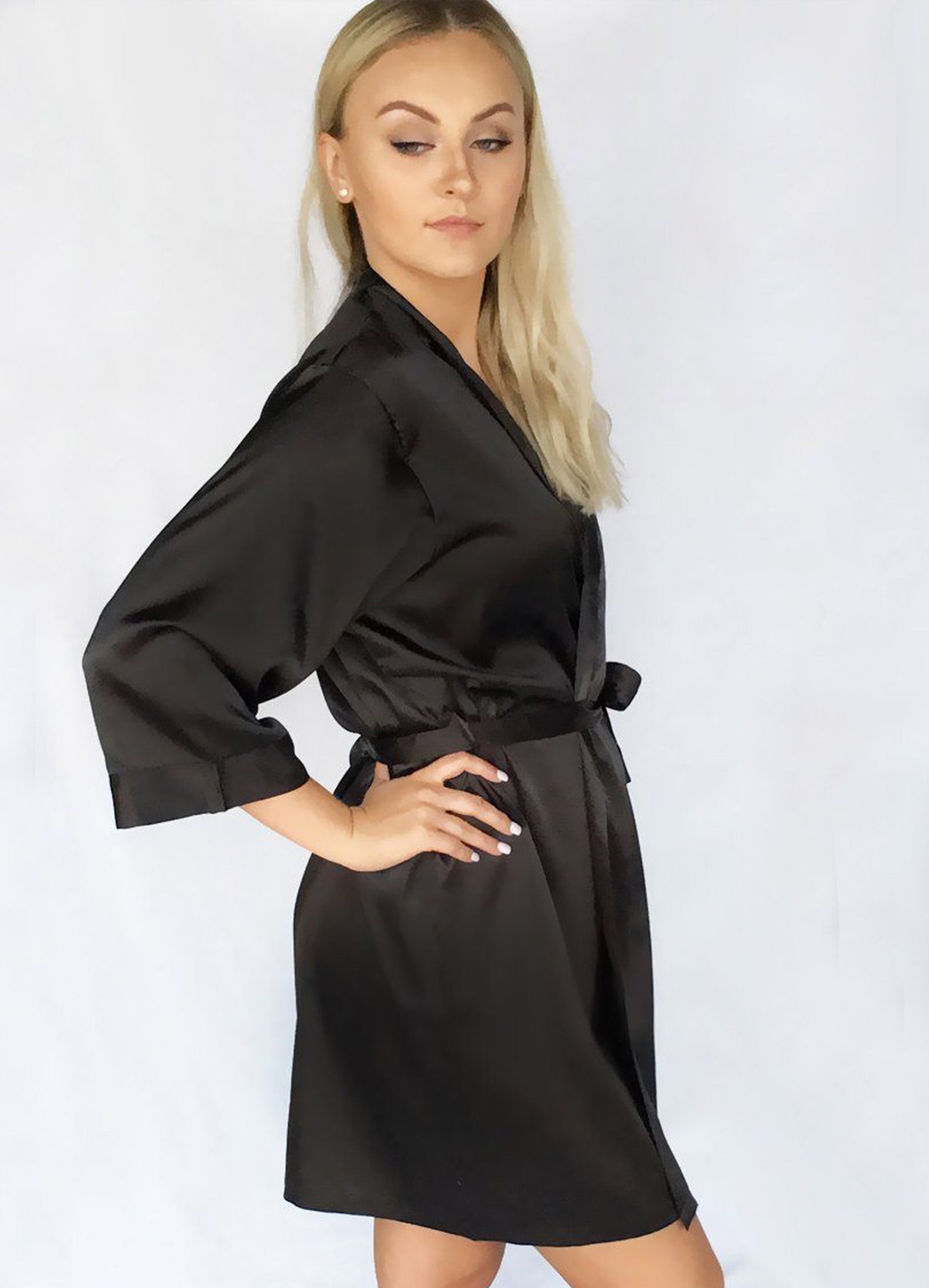 Black Robe Black Bridesmaid Robe Black Wedding Black - Etsy
