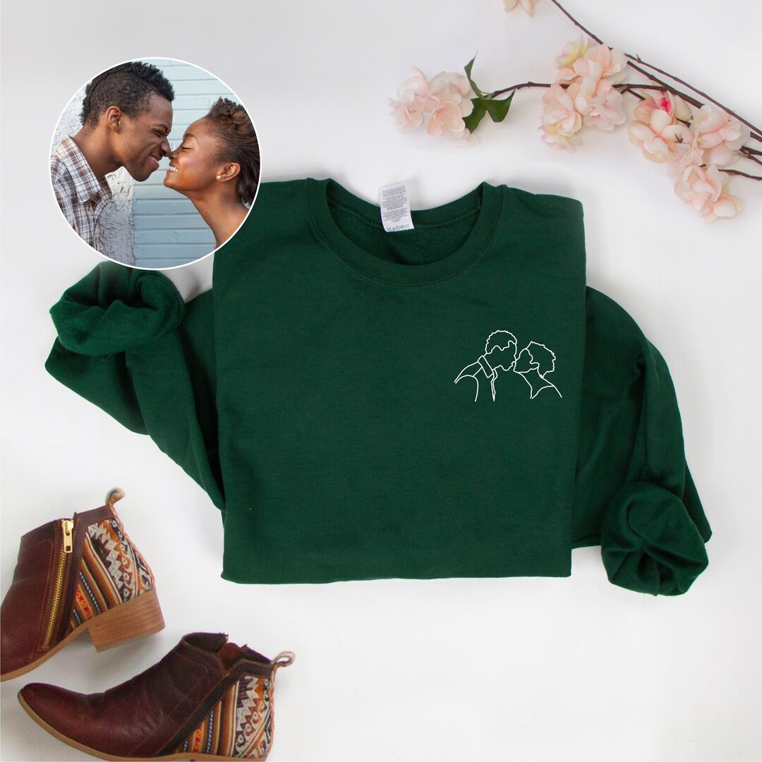 Couple Image Trace Sweater, Couple Photo for Sweater, Line Art Sweater ...