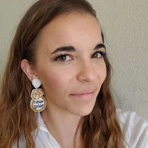 Team Bride Beaded Earrings, Team Bride Seed Bead Earrings, Bridesmaid ...