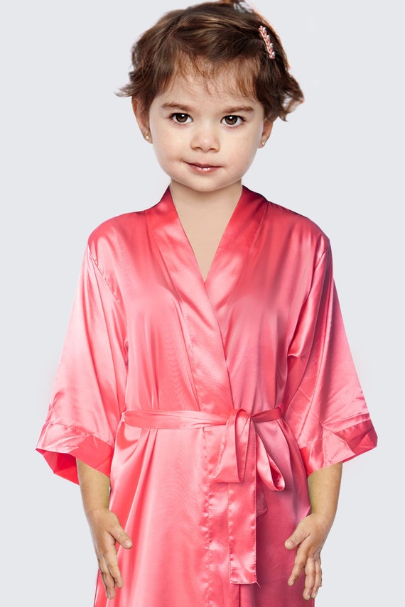 Coral Flower Girl Robes Personalized Satin Robes Custom | Etsy