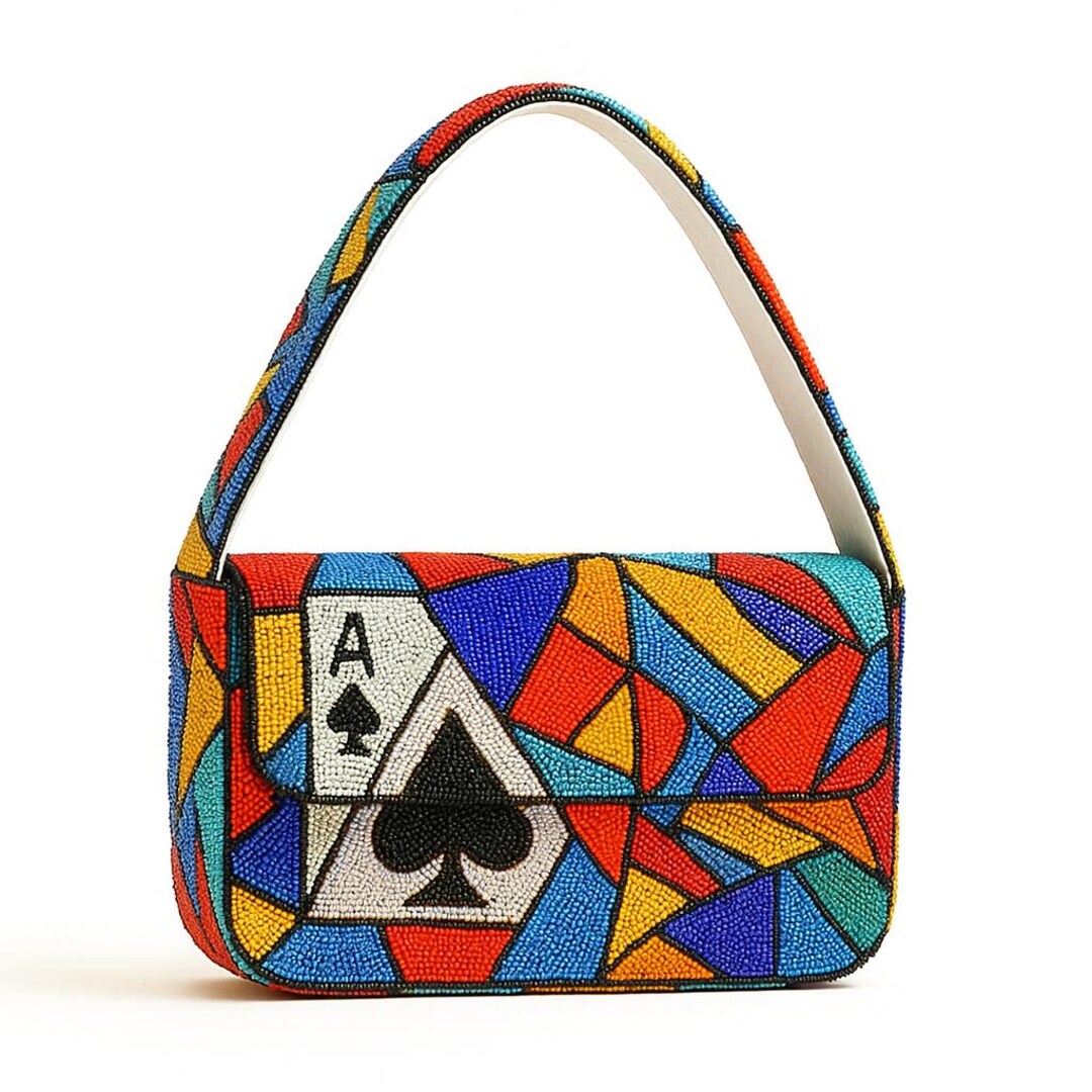 Colorful Ace of Spades Purse, Mosaic Spades Bag, Beaded Spades Purse ...
