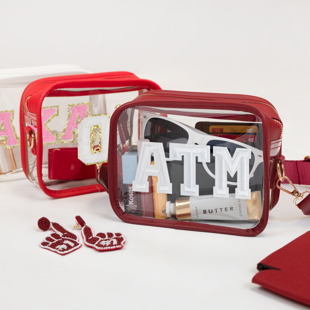 Custom Clear Stadium Purse With Strap, Custom Patch Clear Stadium Bag ...