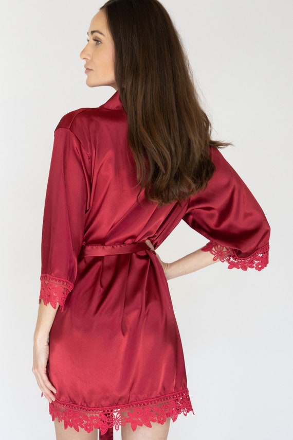 Burgundy Lila Lace Bride Robes Bride Satin Robes Bride Satin - Etsy