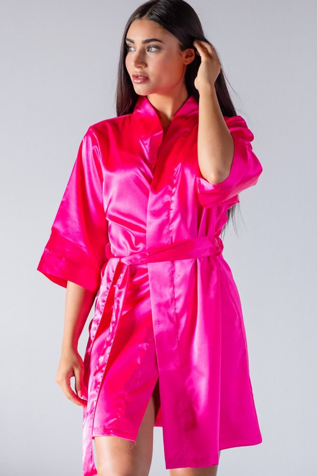 Hot Pink Flower Girl Robes Personalized Satin Robes Custom Satin Robes ...