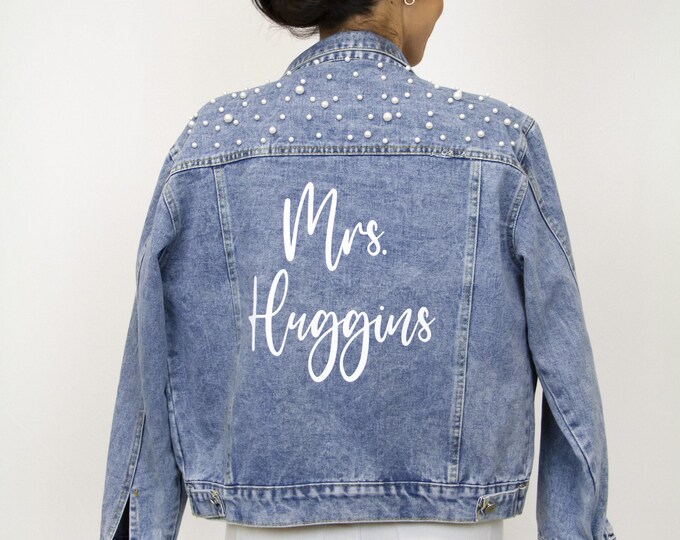 Blue Denim Jacket, Personalized Denim Jacket With Crown Patch, Custom ...