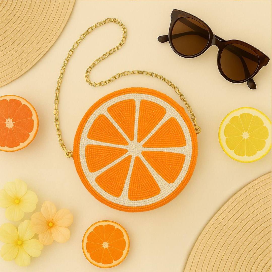 Orange Purse, Beaded Orange Bag, Citrus Fruit Purse, Handmade Fruit Bag ...