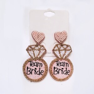 Team Bride Beaded Earrings, Team Bride Seed Bead Earrings, Bridesmaid ...