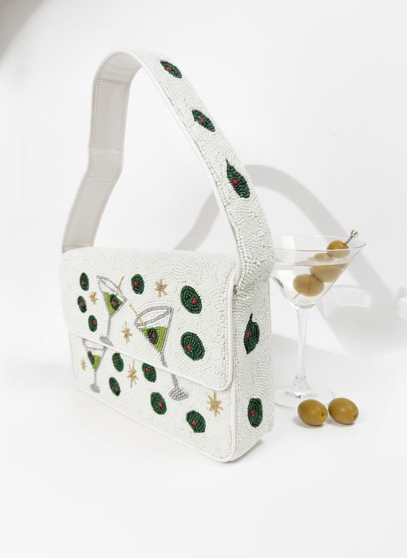 Olive Martini Bag, Beaded Shoulder Bag, Cocktail Purse, Martini Clutch ...
