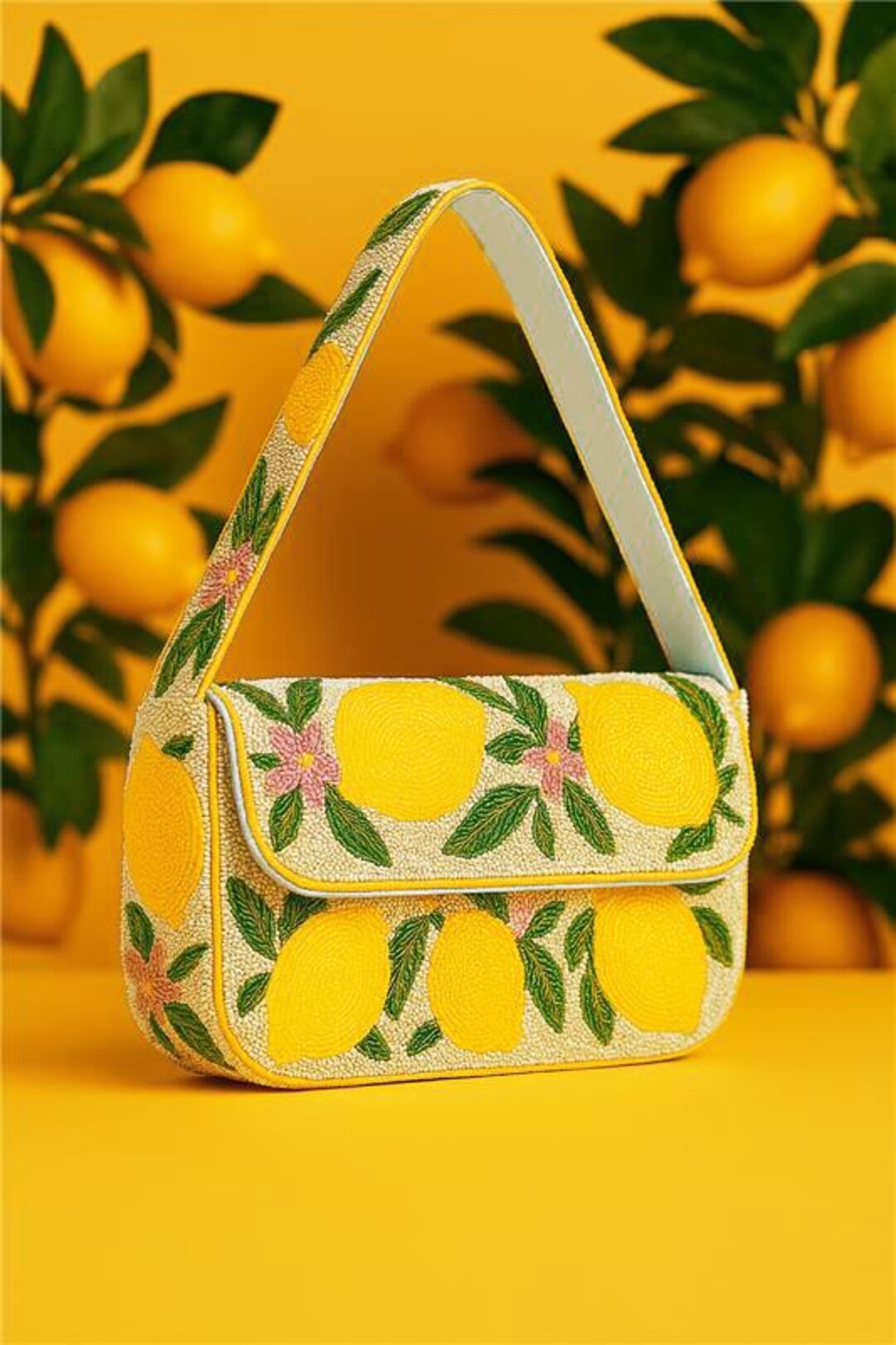 Lemon Purse, Beaded Shoulder Bag, Italian Themed Handbag, Amalfi Coast ...