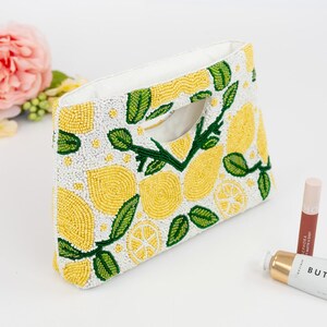 Lemon Purse, Lemon Beaded Purse, Citrus Purse, Lemon Handbag, Citrus ...