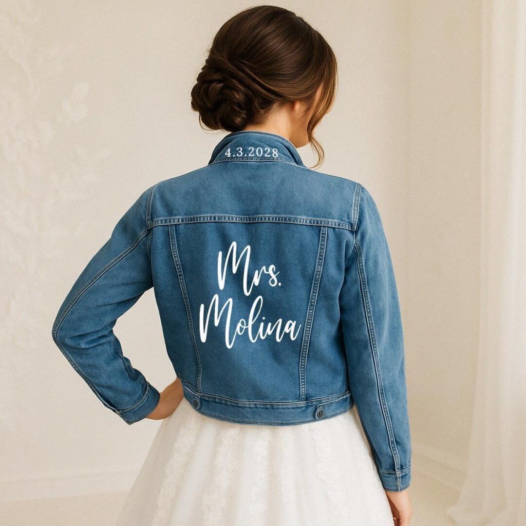 Mrs Denim Jacket, Custom Bride Denim Jacket, Blue Denim Jacket ...