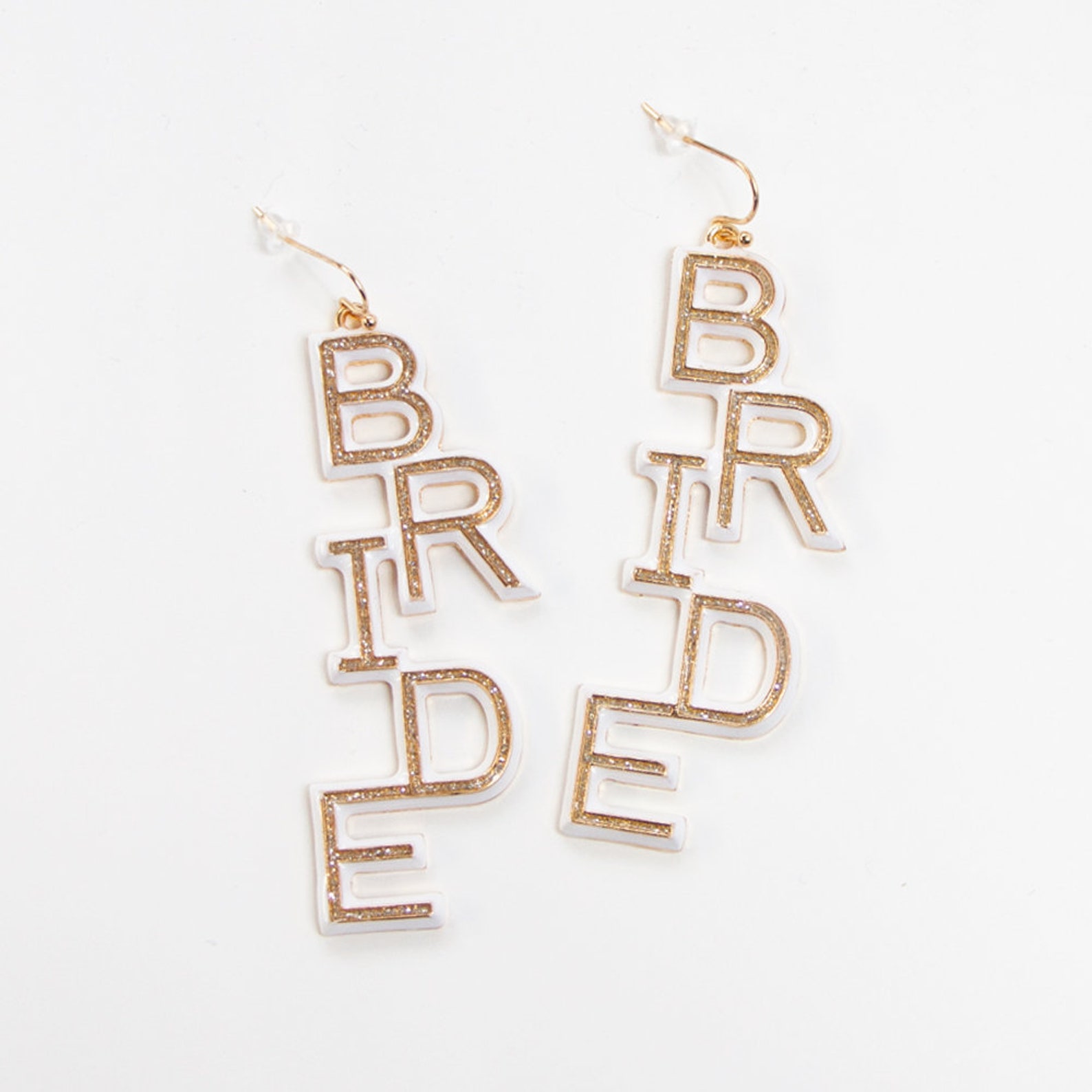 Gold Heart Bride Earrings, Gold Bride Earrings, Bridal Earrings, Mrs ...
