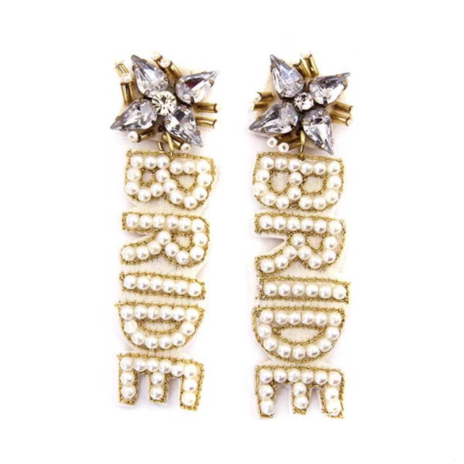 Mrs. Earrings Mrs. Beaded Earrings Bride Earrings Bridal - Etsy