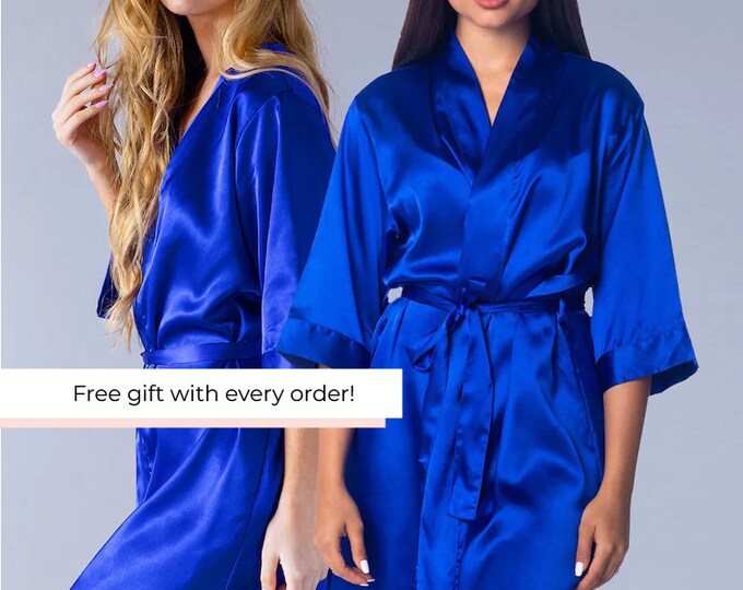 Royal Blue Personalized Bridesmaid Robes, Bridesmaid Gift, Satin Bridal ...