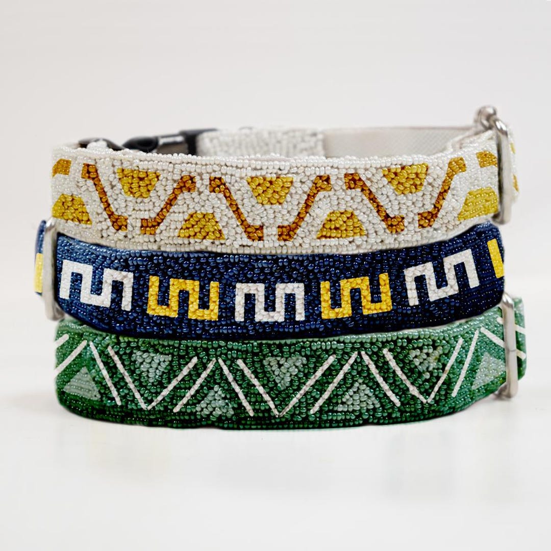 Personalized Beaded Dog Collar, Custom Beaded Dog Collar, Seed Bead Dog ...