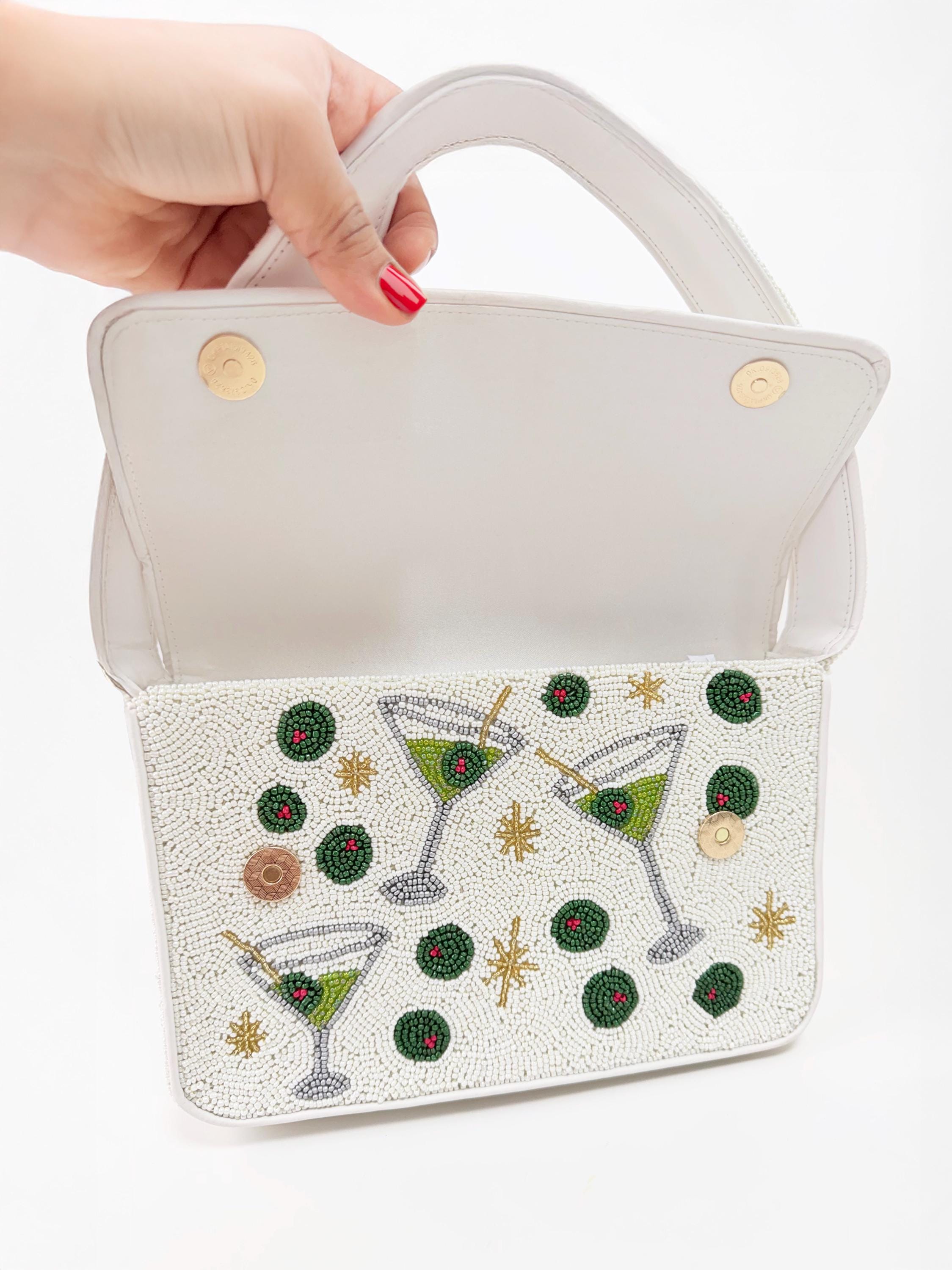 Olive Martini Bag, Beaded Shoulder Bag, Cocktail Purse, Martini Clutch ...