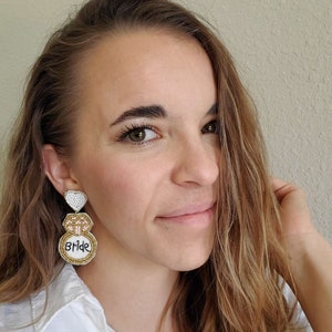 Team Bride Beaded Earrings, Team Bride Seed Bead Earrings, Bridesmaid ...