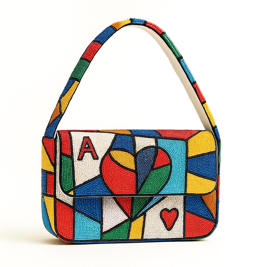 Beaded Hearts Purse, Ace of Hearts Bag, Red Hearts Purse, All Over ...