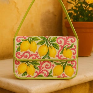 Lemon Purse, Beaded Shoulder Bag, Italian Themed Handbag, Amalfi Coast ...