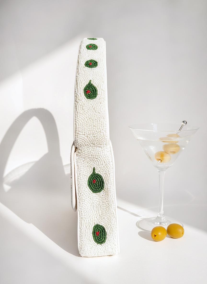 Olive Martini Bag, Beaded Shoulder Bag, Cocktail Purse, Martini Clutch ...