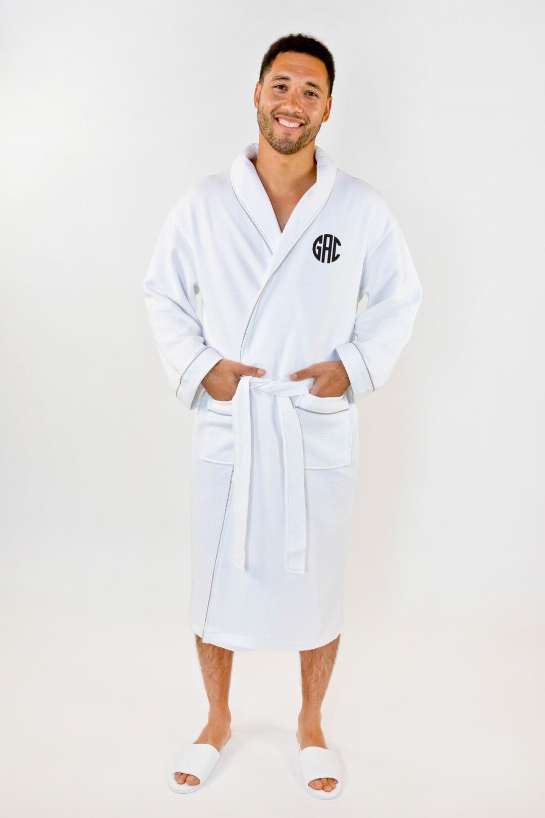 Embroidered Bathrobes for Men, Unisex Personalized Mens Embroidered ...