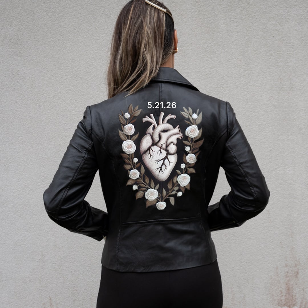 Custom Handmade Leather Jacket, Embroidered Leather Jacket for the ...