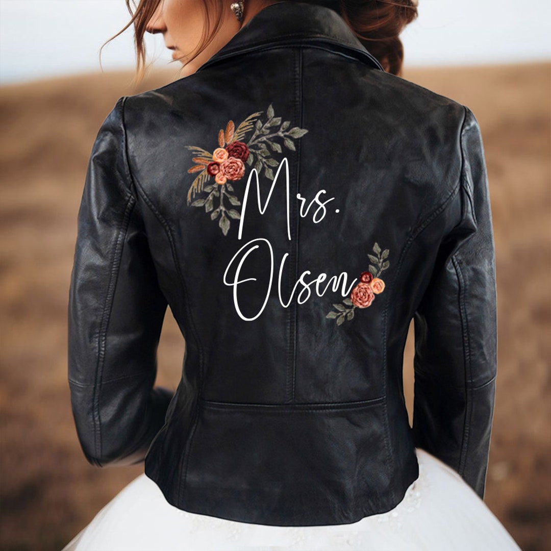 Custom Bride Leather Jacket, Customized Jacket, Embroidered Leather ...