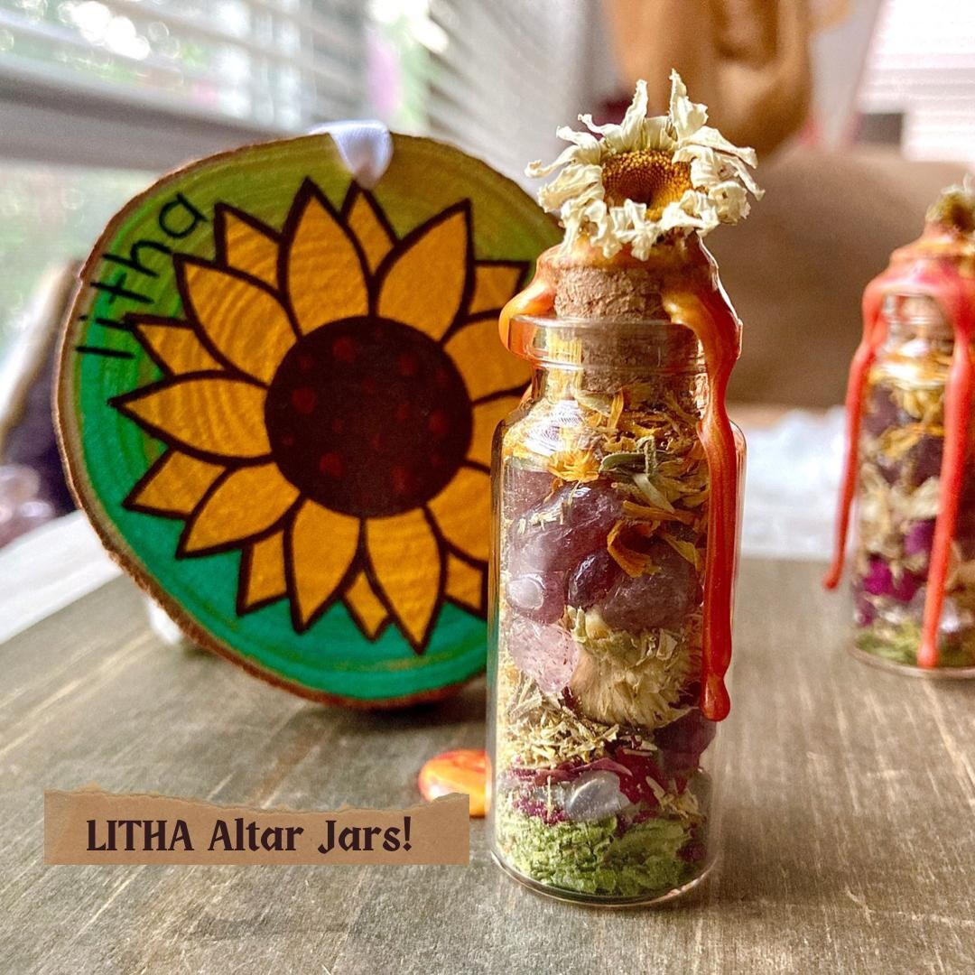 Litha Altar Jar: Midsummer Spell Bottle With Herbs & Crystals - Etsy