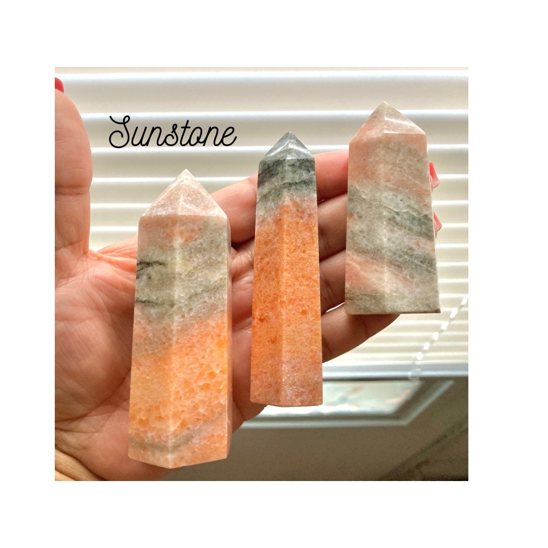 Natural Sunstone Crystal Tower, Sunstone Crystal Points, Sunstone Crystals, Sunstone Towers - Etsy