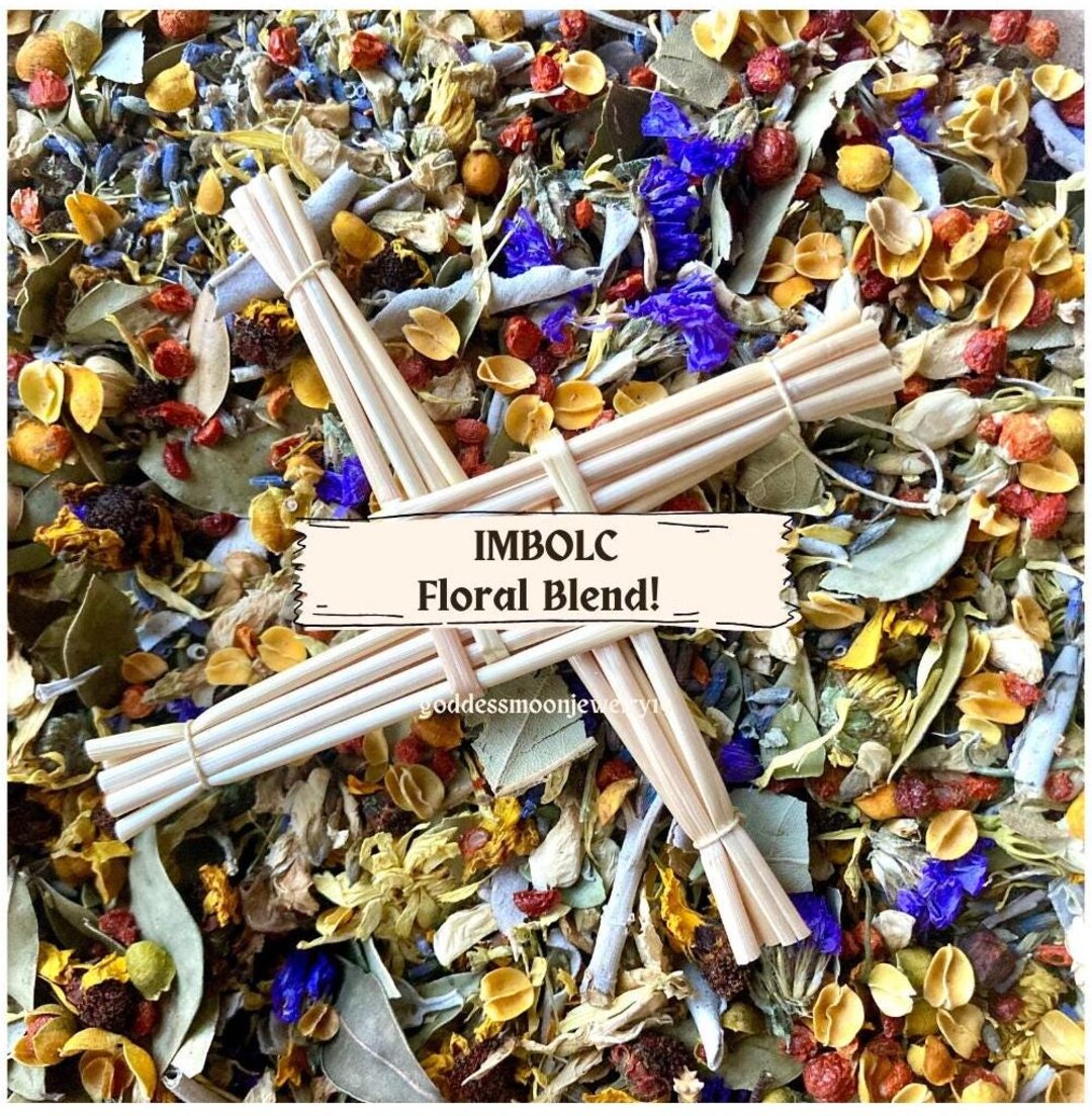 Imbolc Floral Blend: Brigid Altar Decor With Quartz & Candle - Etsy