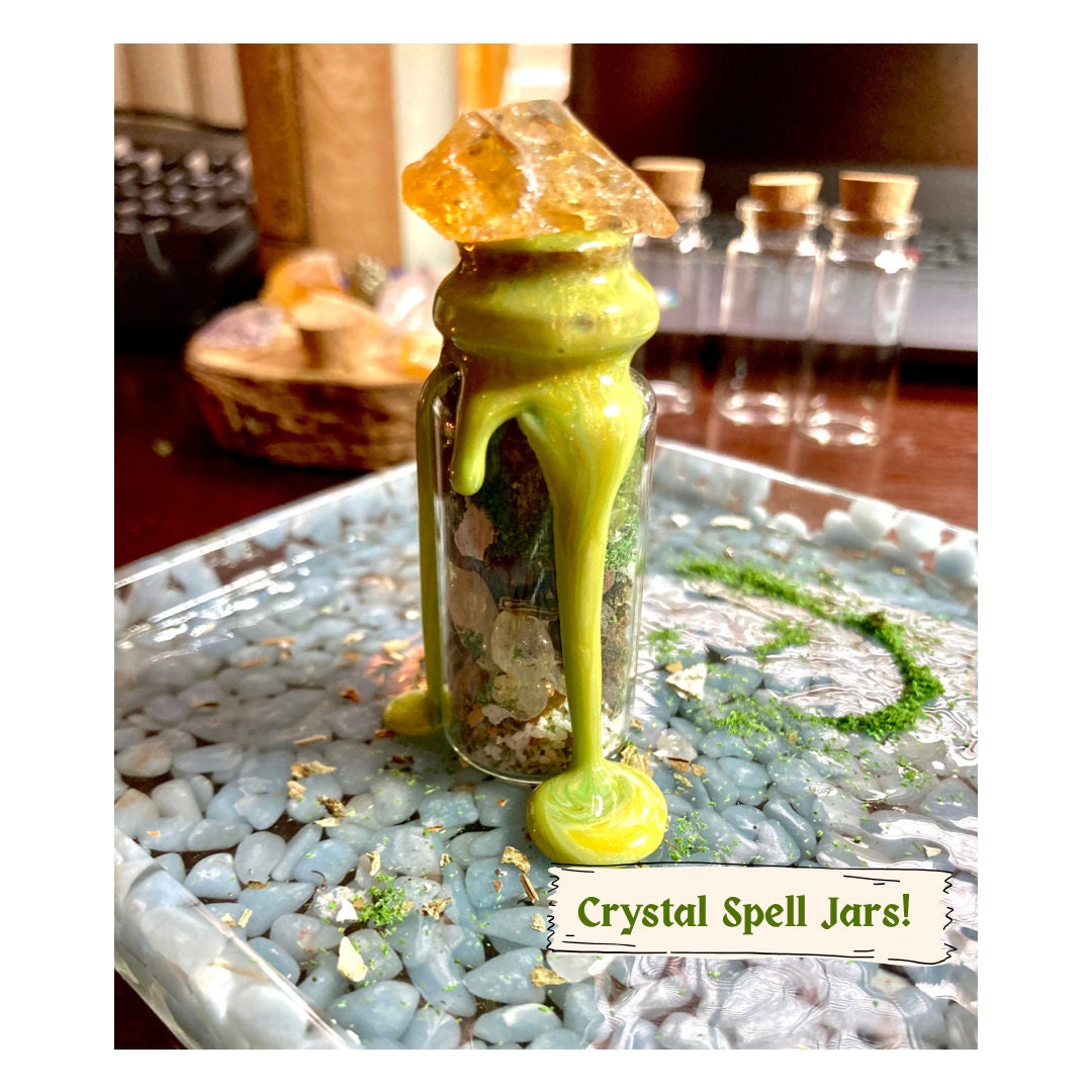 Crystal Spell Jar for Self-love, Money, & Healing, Handmade Spell Jars ...