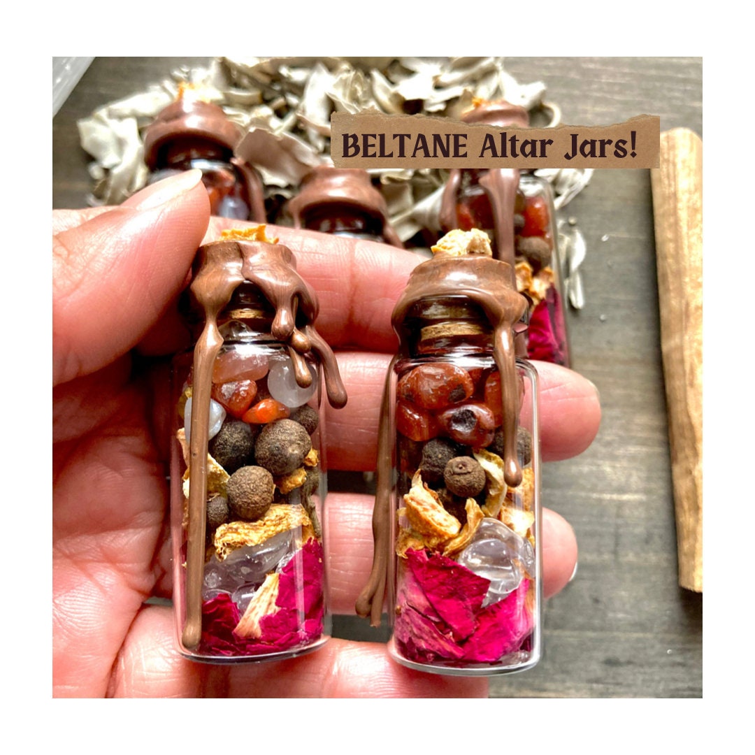 Beltane, Altar Jars, Spell Jars, Spell Bottle, Beltane, Sabbat Offering ...