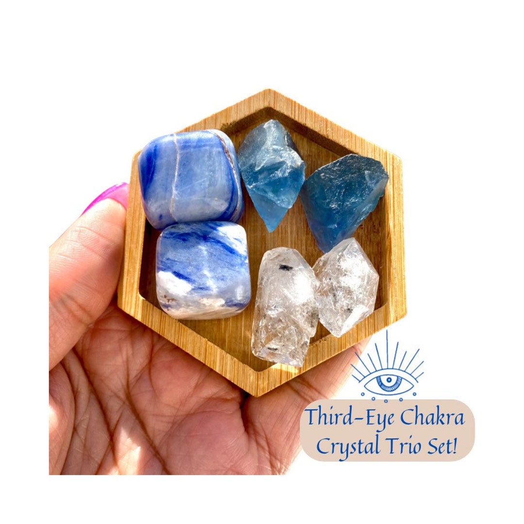Third Eye Chakra Crystal Trio Set Crystal Gridding Set - Etsy