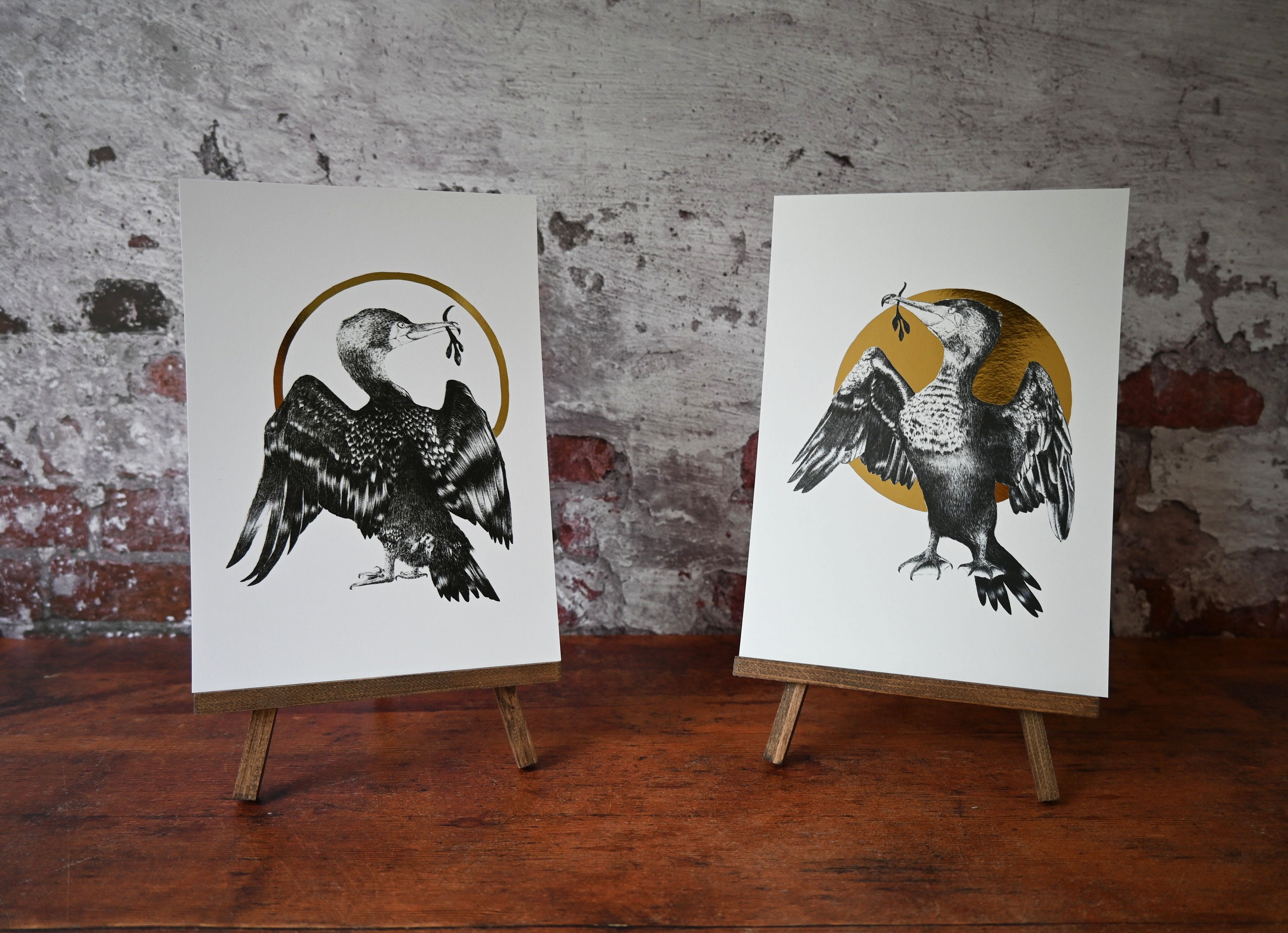 Liver Bird Prints X 2 - Bella & Bertie - A5 Gold Foil Effect - 5.8" X 8 ...