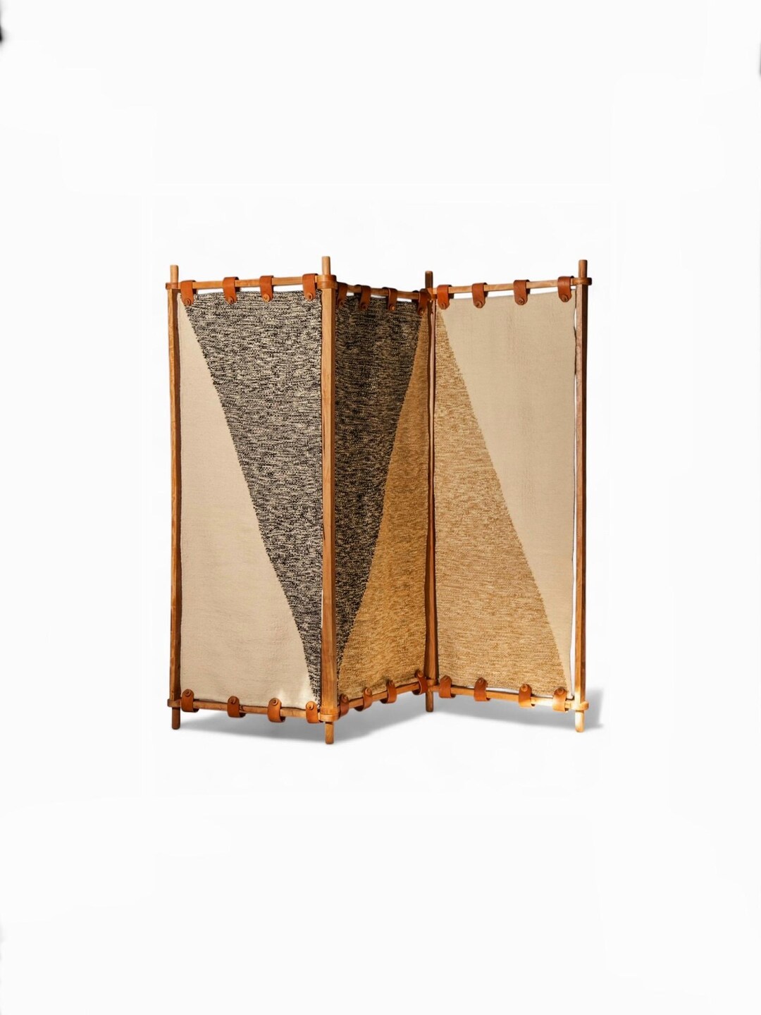 Prisma Room Divider: Hand Woven Sheeps Wool & Zosolid Wood Shoji Screen ...