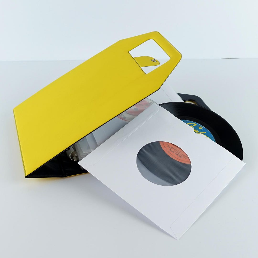 Yellow Vinyl Record Binder 7-inch Record Storage 25 Piece Capacity ...