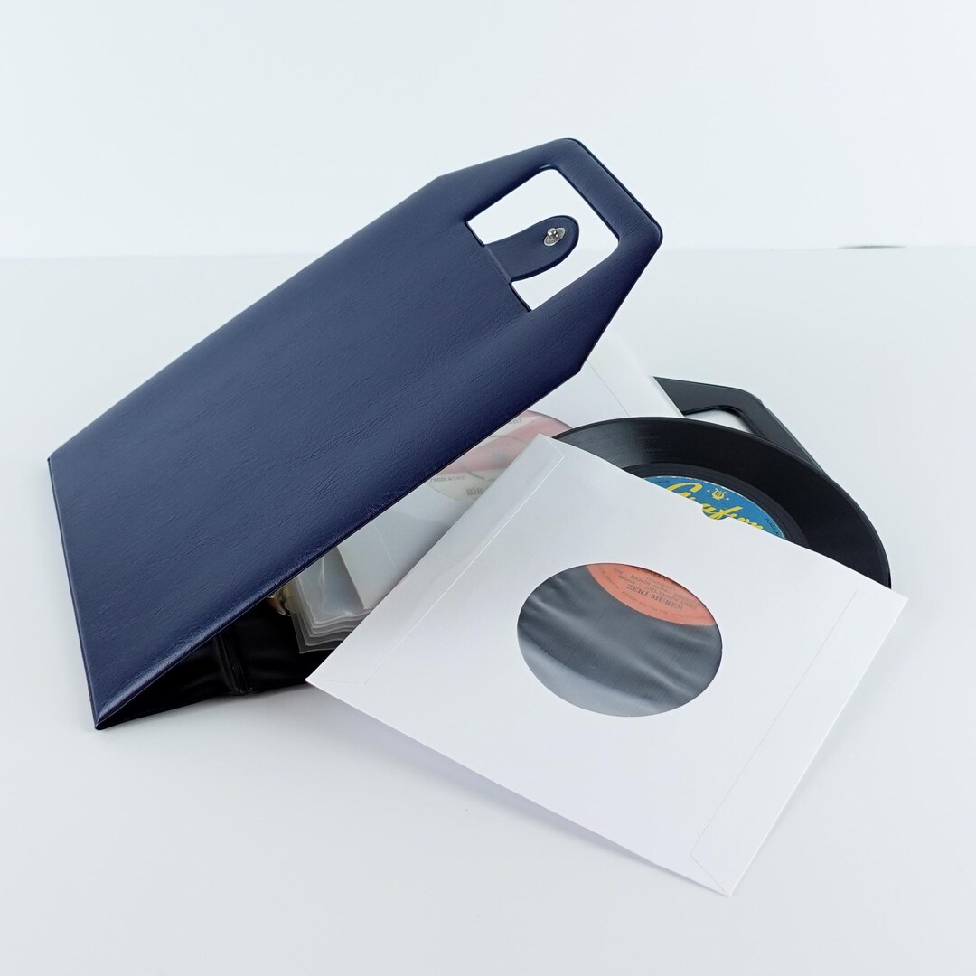 Navy Blue Vinyl Record Binder Holds 25 Singles Records Customizable ...