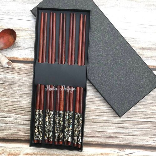Set of 5 Chopstick Pairs With Box Engraving Custom Chopstick | Etsy