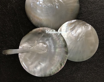 Large 16inch Genuine Pearl Black Lip Shell Flat Coin Disc Roundel Bead ...