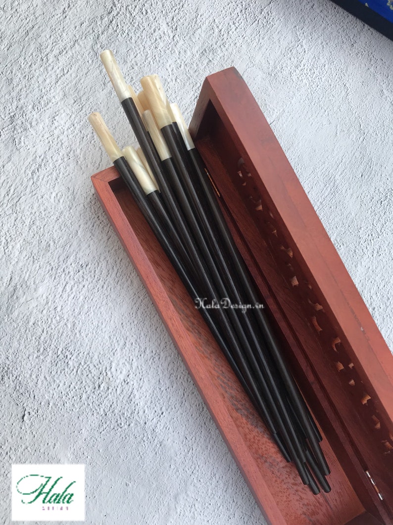 Rosewood Chopsticks Box With 10 Chopstick Pairs Flatware - Etsy