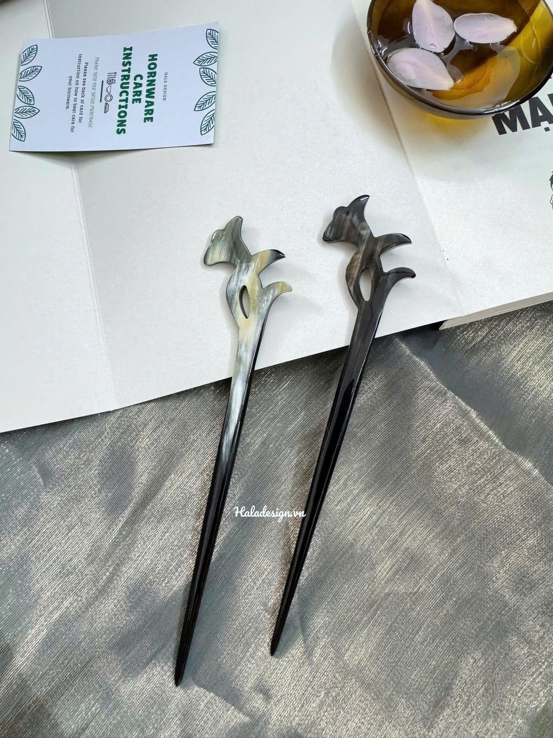 Buffalo Horn Tulip Flower Hair Stick - Elegant Floral Design - 16.5cm ...
