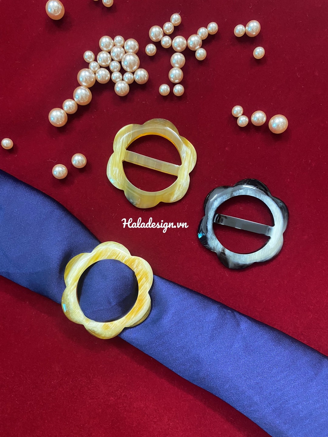 Flower Scarf Ring for Silk Scarf Carre , Buffalo Horn Scarf Ring, Horn ...