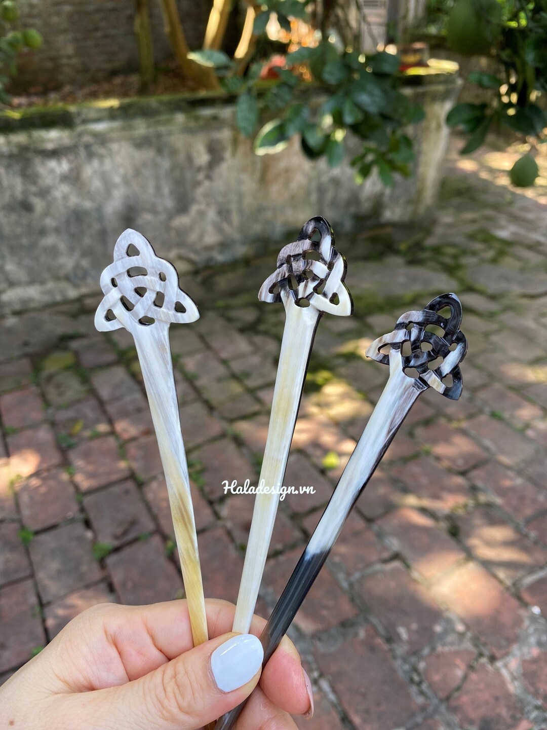 The Trinity Knot Horn Hair Stick Triquetra Symbol Hair - Etsy