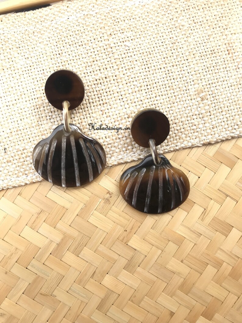 Buffalo Horn Clam Shell Earrings Buffalo Horn Jewelry - Etsy