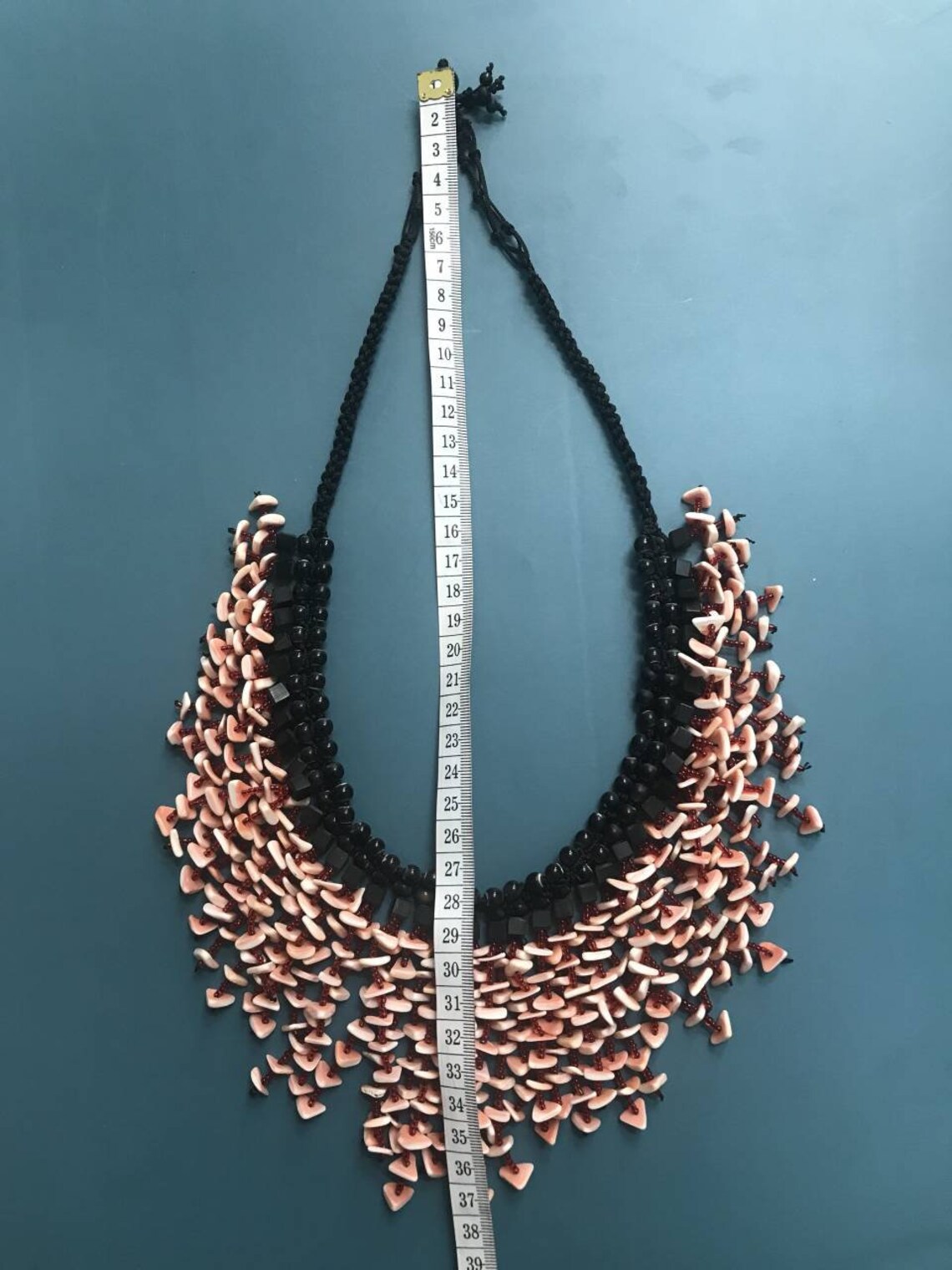 Buffalo Horn and Pink Shell Bib Boho Necklace Ethnic Jewelry | Etsy