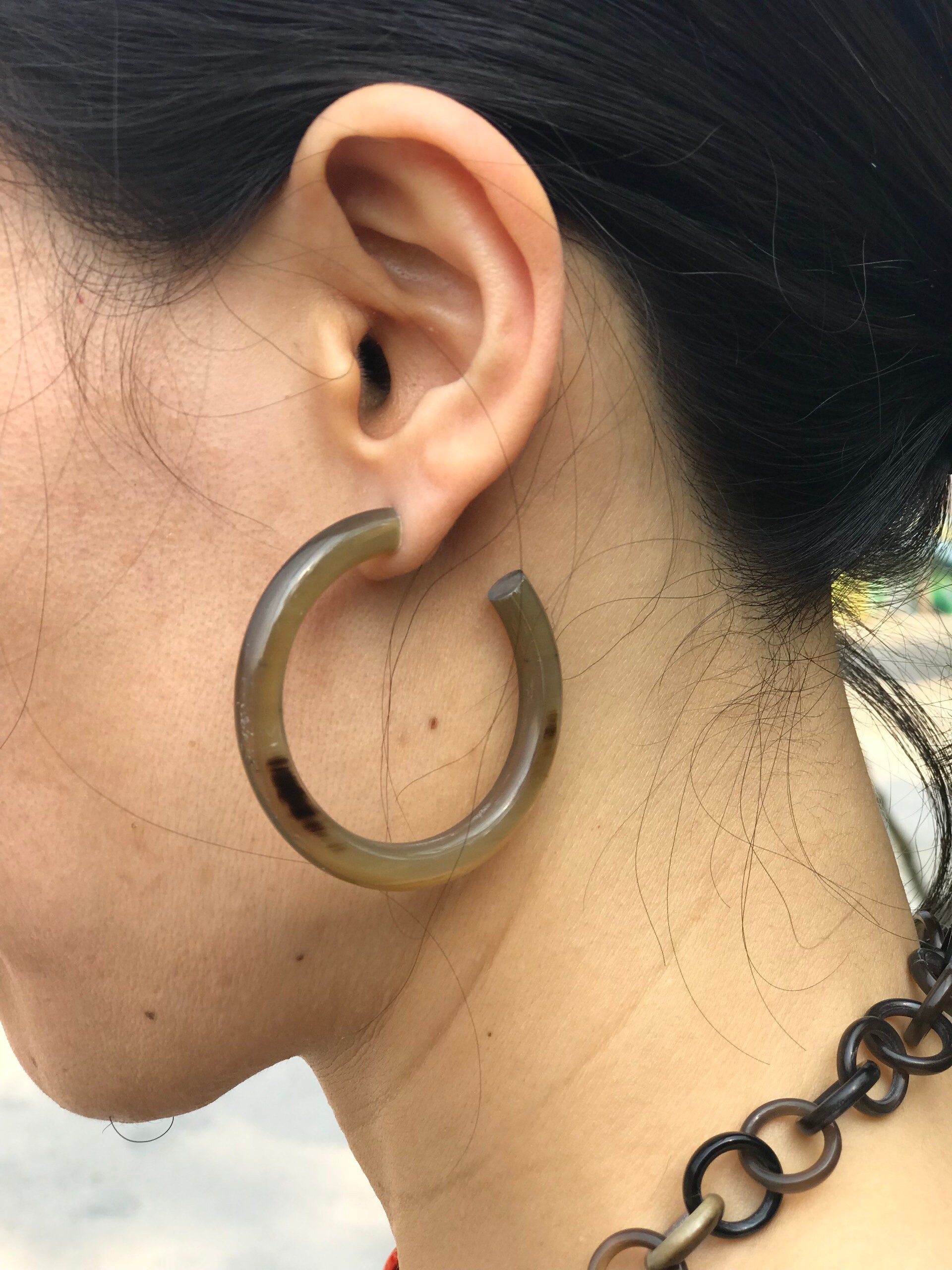 Horn Loop Earrings Paddle Horn Loop Earrings Buffalo Horn - Etsy