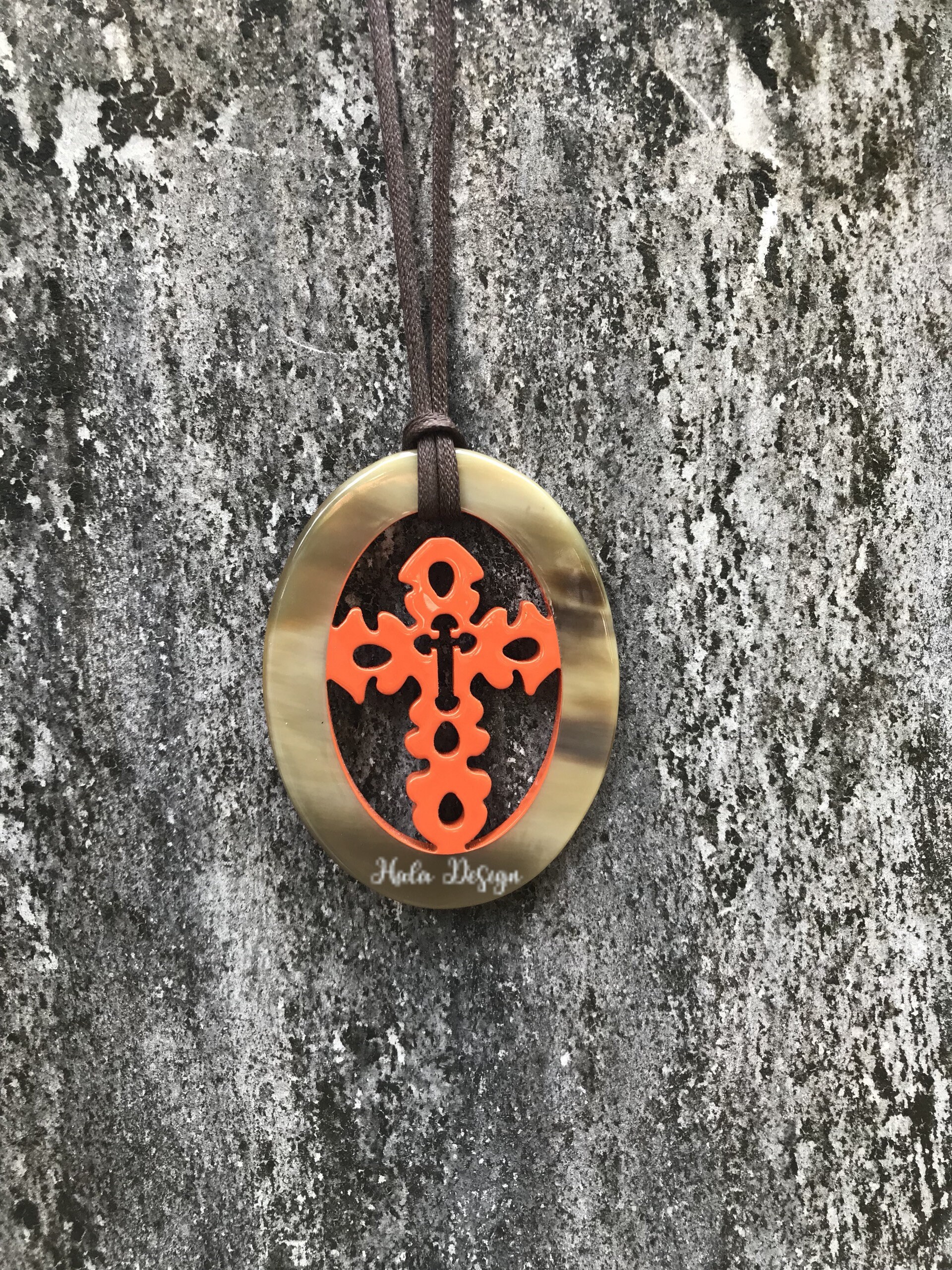 Cross Pendant With Adjustable String Buffalo Horn Necklace | Etsy