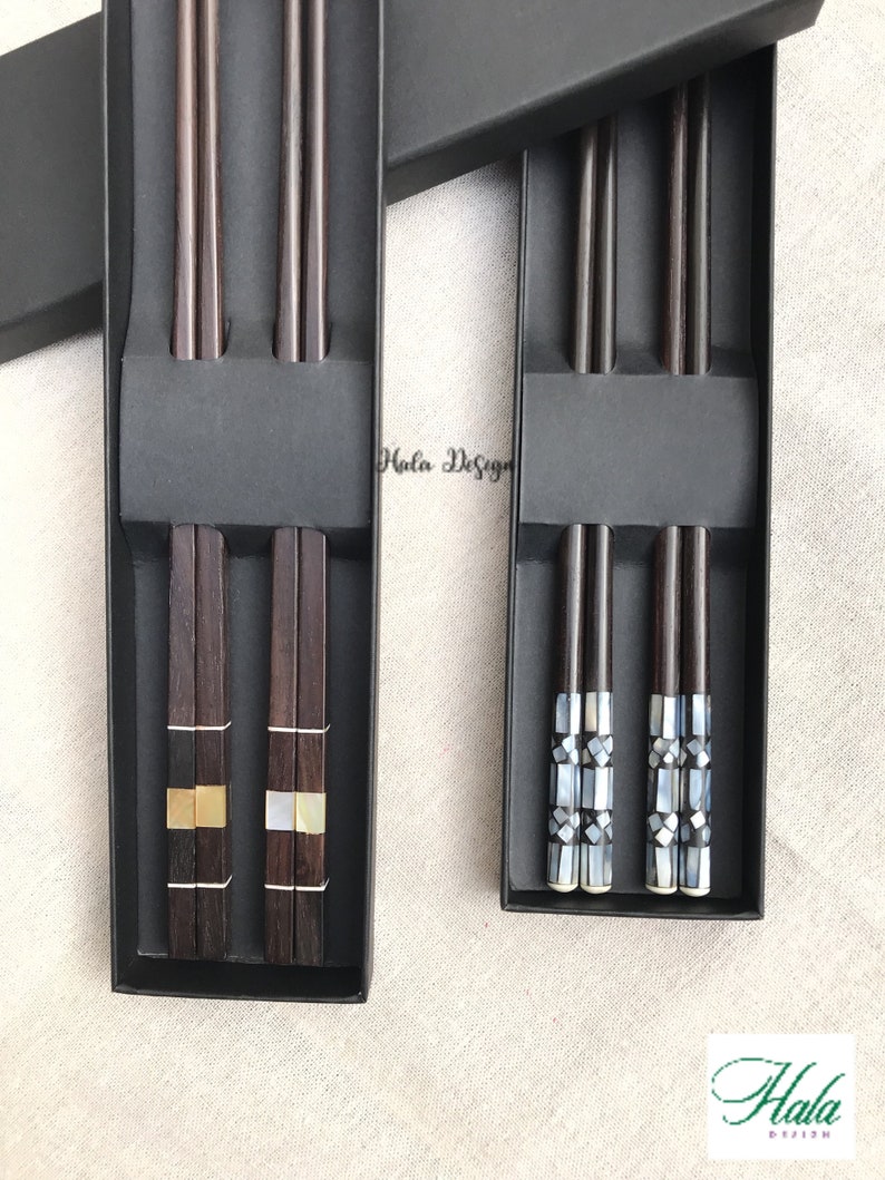 Set of 2 Chopstick Pairs With Box, Engraving Custom Chopstick Gift, Box ...