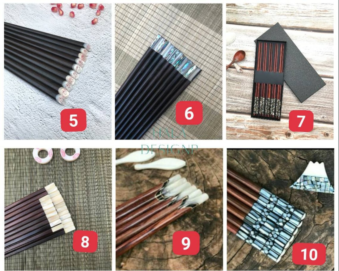 Rosewood Chopsticks Box With 10 Chopstick Pairs Flatware | Etsy