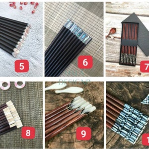 Rosewood Chopsticks Box With 10 Chopstick Pairs, Flatware Storage Box ...